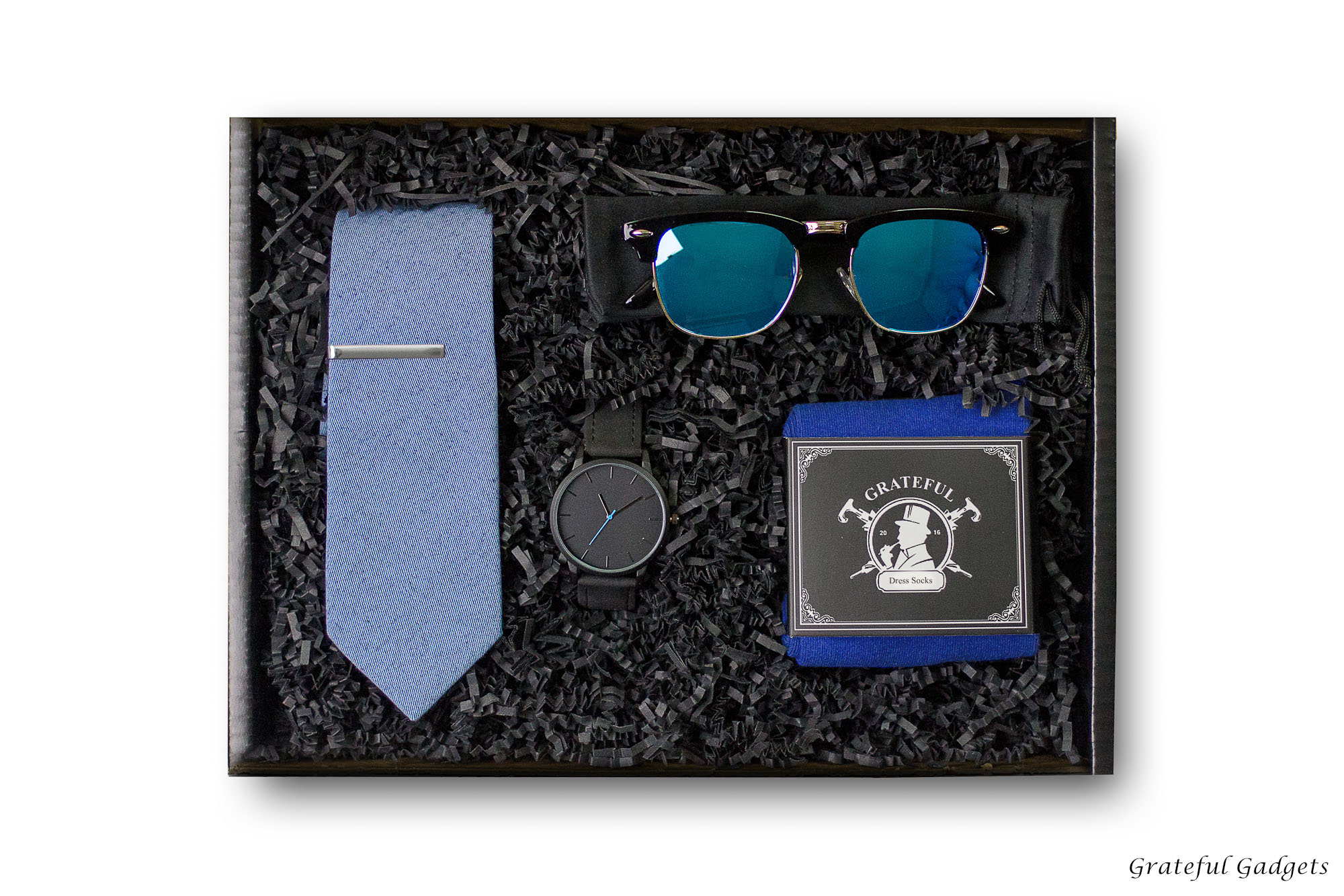 Light Blue Tie Gift Box Set - Grateful Gadgets